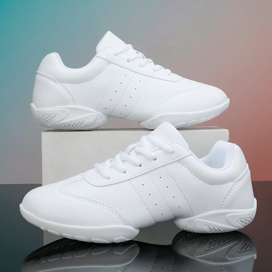 BAXINIER Girls White Cheerleading Shoes Dance Athletic Training Tennis Breathable Cheer Sneakers